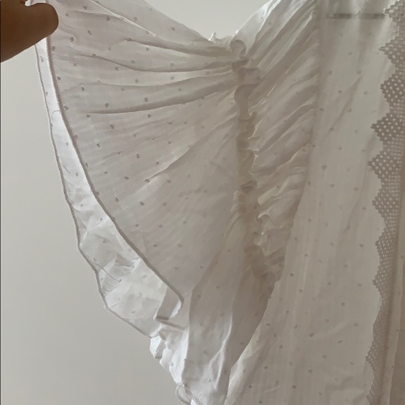 Zara | Tops | Zara White Ruffle Eyelid Lace Polka Dot Blouse | Poshmark
